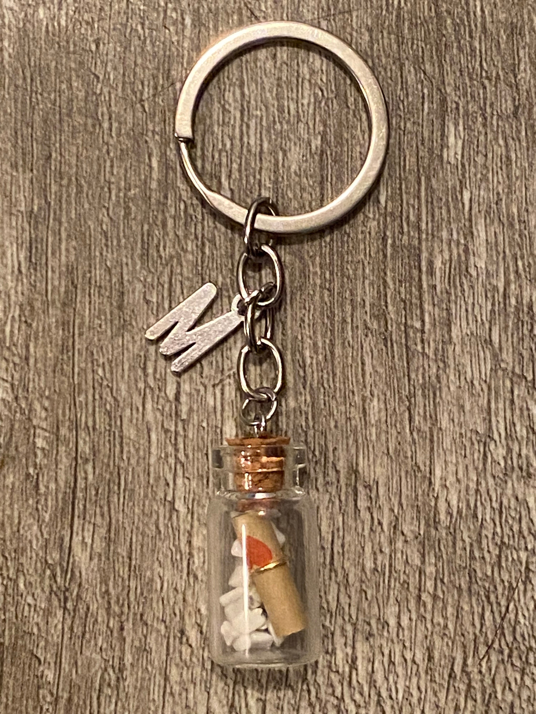 Message in a Bottle Keychain, Personalized Love Letter Keychain, Custom ...