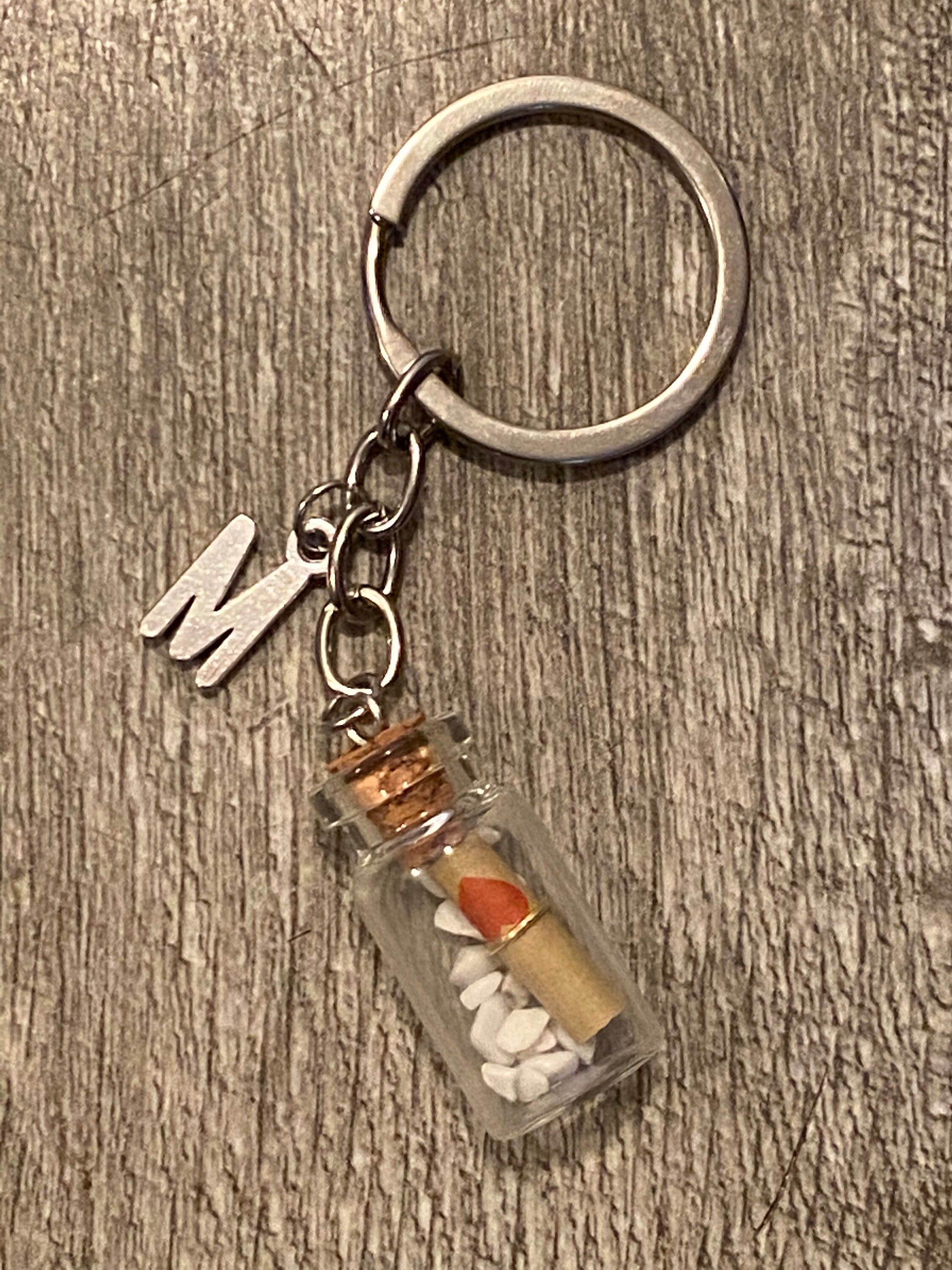 Message in a Bottle Keychain, Personalized Love Letter Keychain, Custom ...