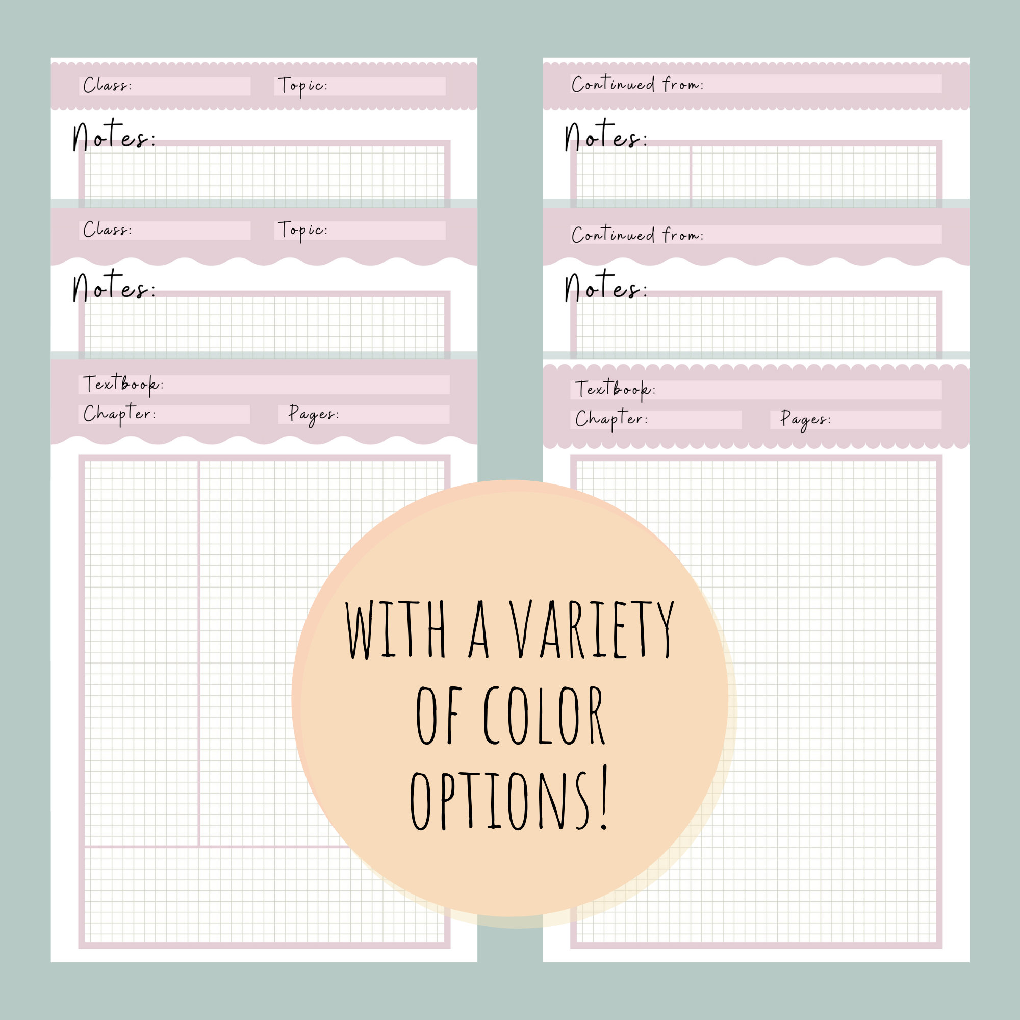 Digital Download 39 Note Templates for Studying - Etsy