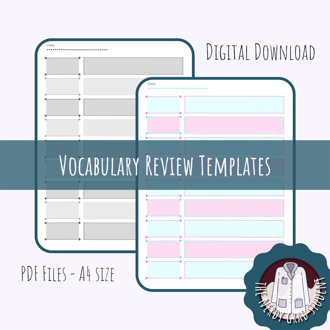 Digital Vocabulary Review Notes Template for Studying - Etsy