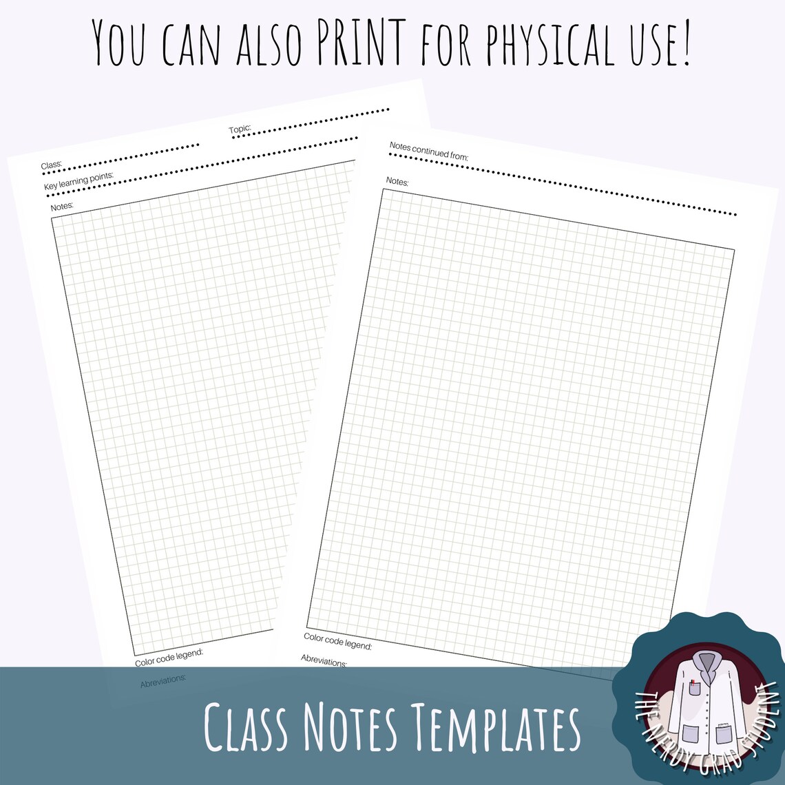 Digital Download Class Notes Template for Studying - Etsy