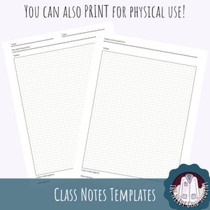 Digital Download Class Notes Template for Studying - Etsy