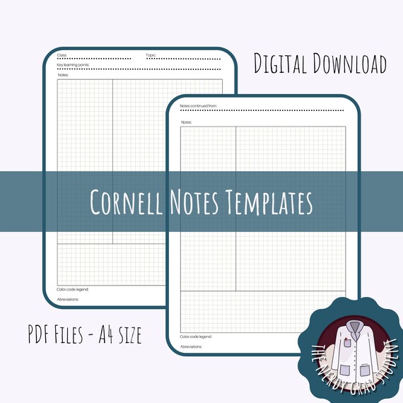 Digital Download Cornell Notes Template for Studying | Etsy