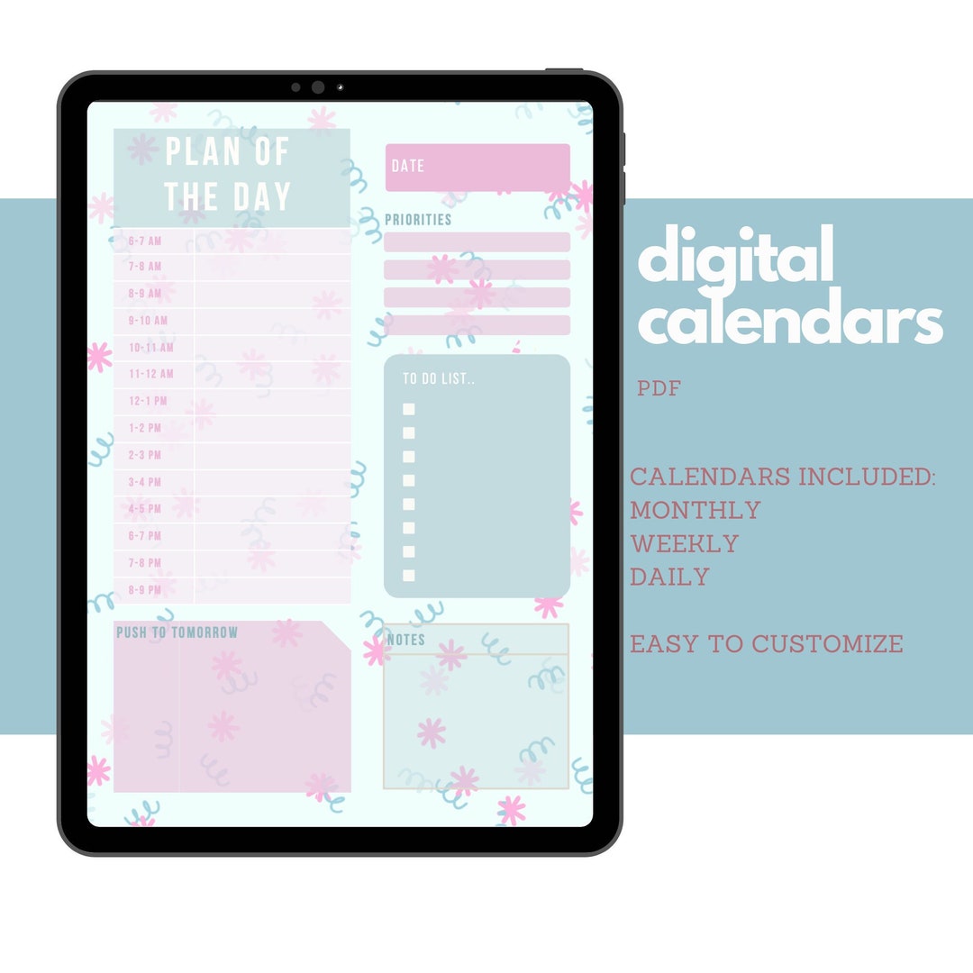 Digital Calendar Set Soft Pastel Design - Etsy