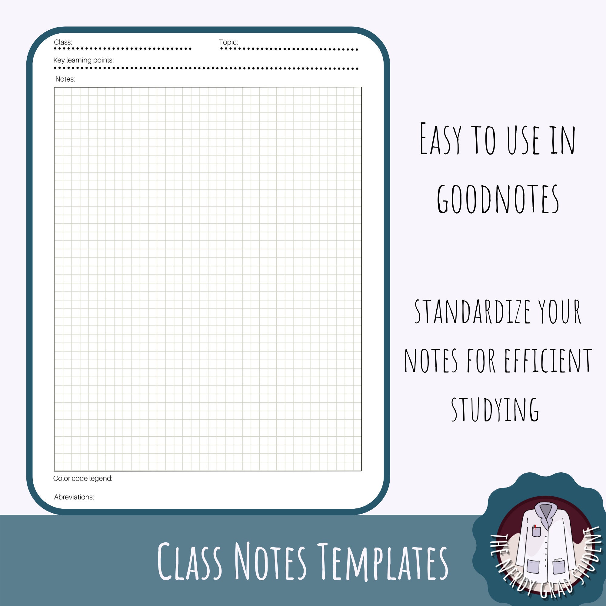 Digital Download Class Notes Template for Studying - Etsy