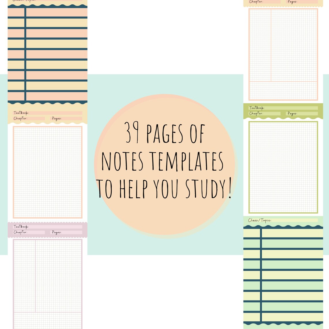 Digital Download 39 Note Templates for Studying - Etsy
