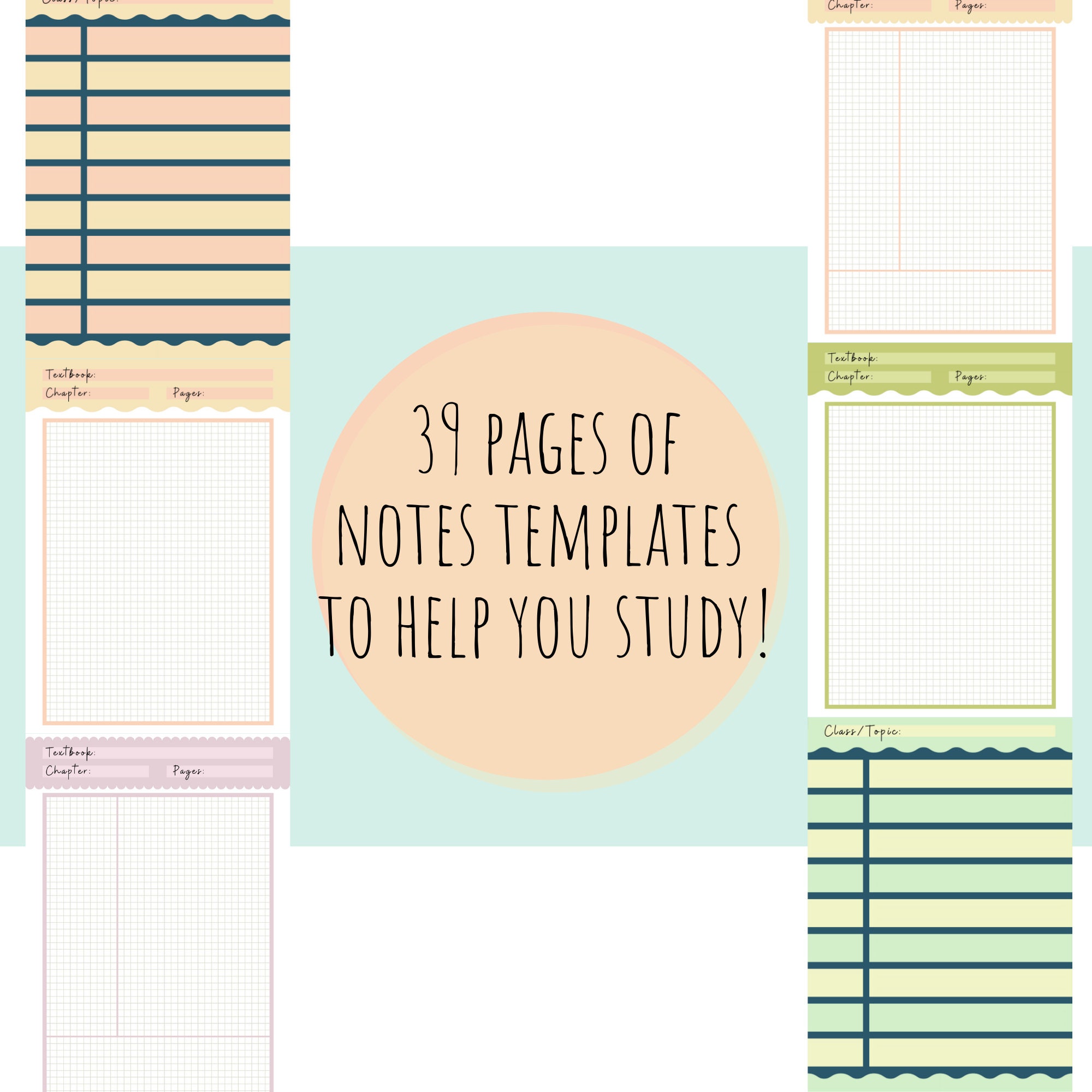 Digital Download 39 Note Templates for Studying - Etsy