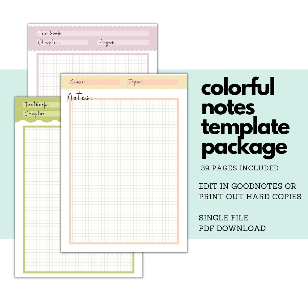 Digital Download 39 Note Templates for Studying - Etsy
