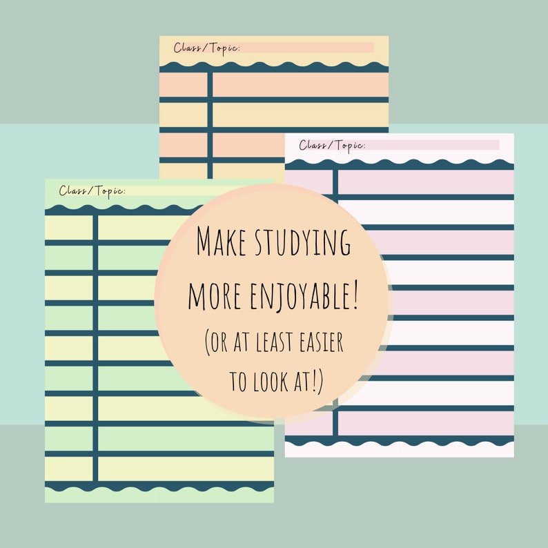 Digital Download 39 Note Templates for Studying - Etsy
