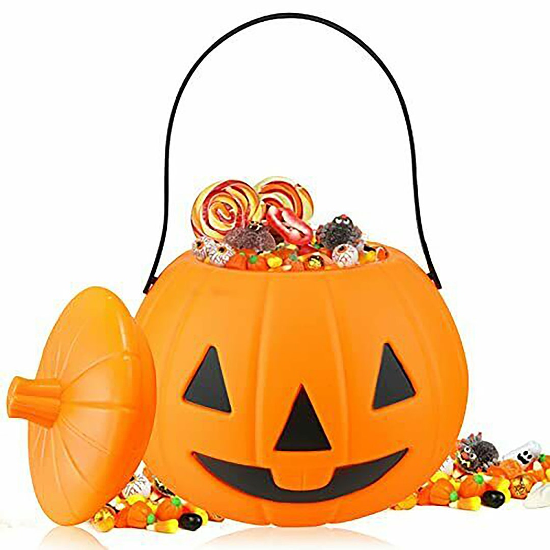 Halloween Pumpkin Candy Basket Kids Trick or Treat Basket With Lid - Etsy
