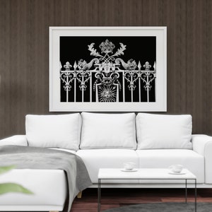 Black and White Sun King, Crown and Crest at the Gate to the Palace of ...