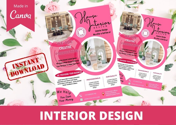 DIY Editable Custom Interior Design Flyer Brochure Ad - Etsy