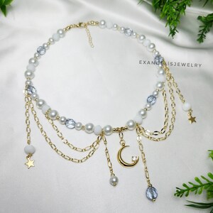 Princesscore Choker Necklace With Gold Plated Crescent Pandent, Grunge ...