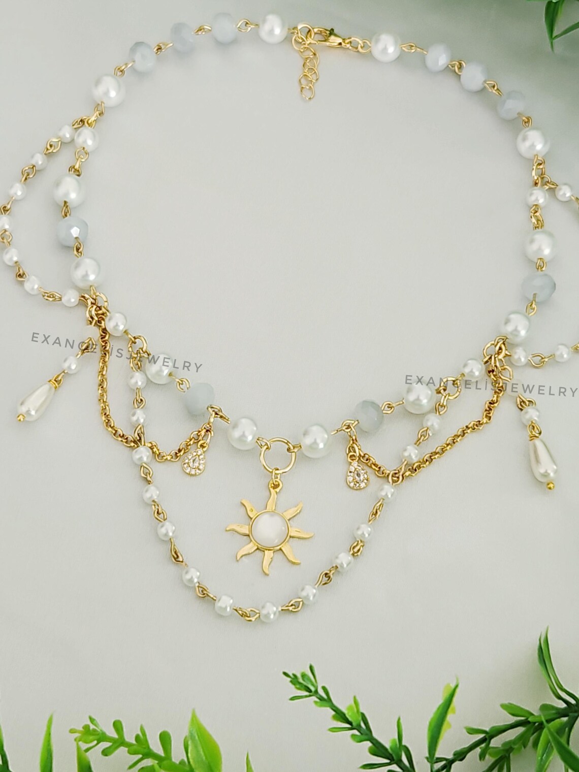 Gold Plated Sun Pendant Necklace: Pearl Angelcore Jewelry, Princesscore ...