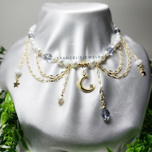 Princesscore Choker Necklace With Gold Plated Crescent Pandent, Grunge ...