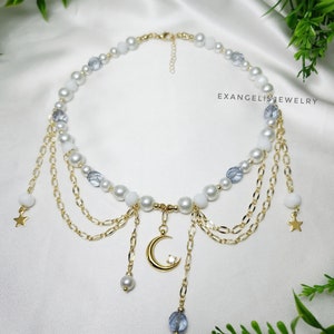 Princesscore Choker Necklace With Gold Plated Crescent Pandent, Grunge ...