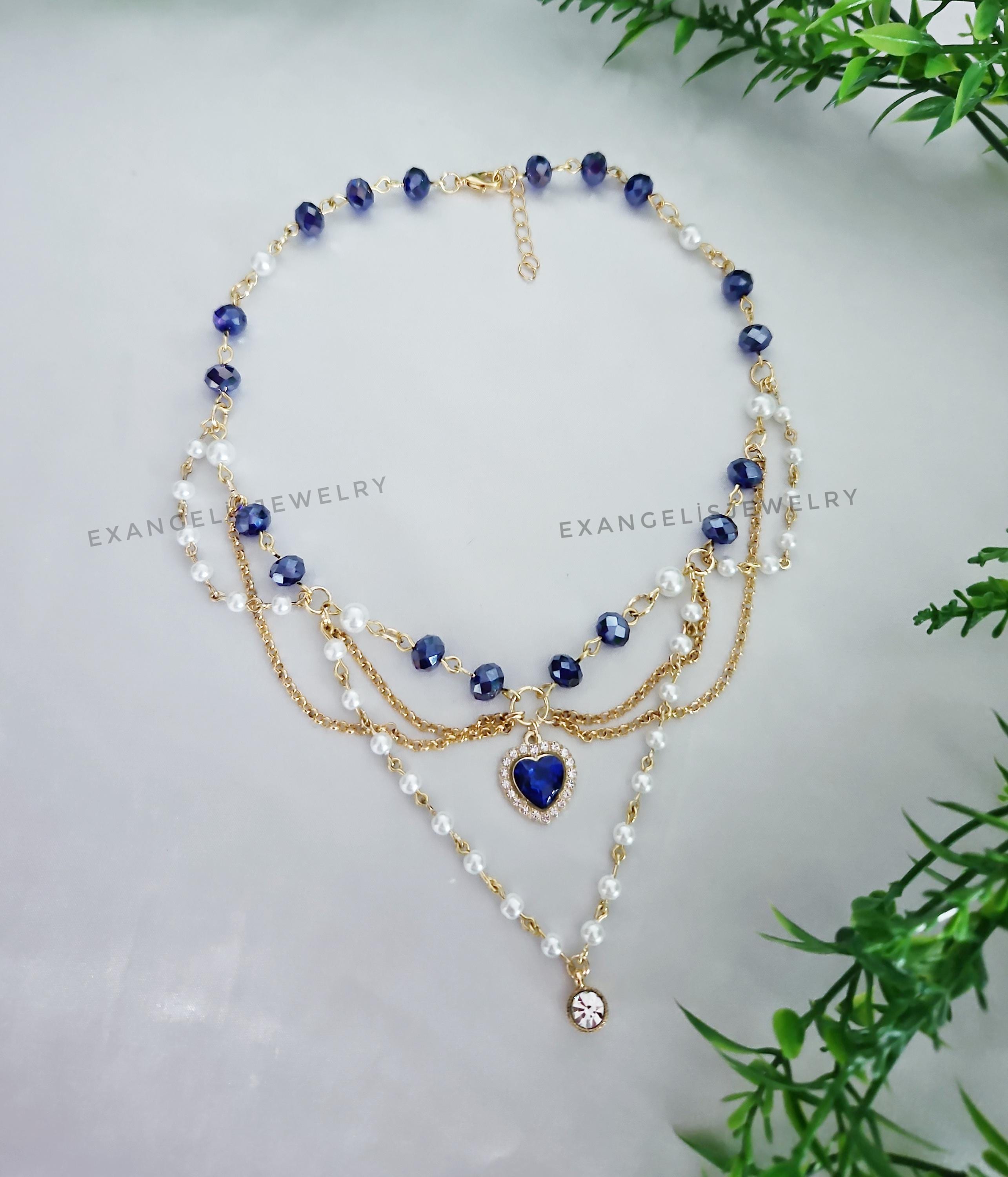 Heart of the Ocean Fairycore Necklace, Grunge Fairycore Necklace ...