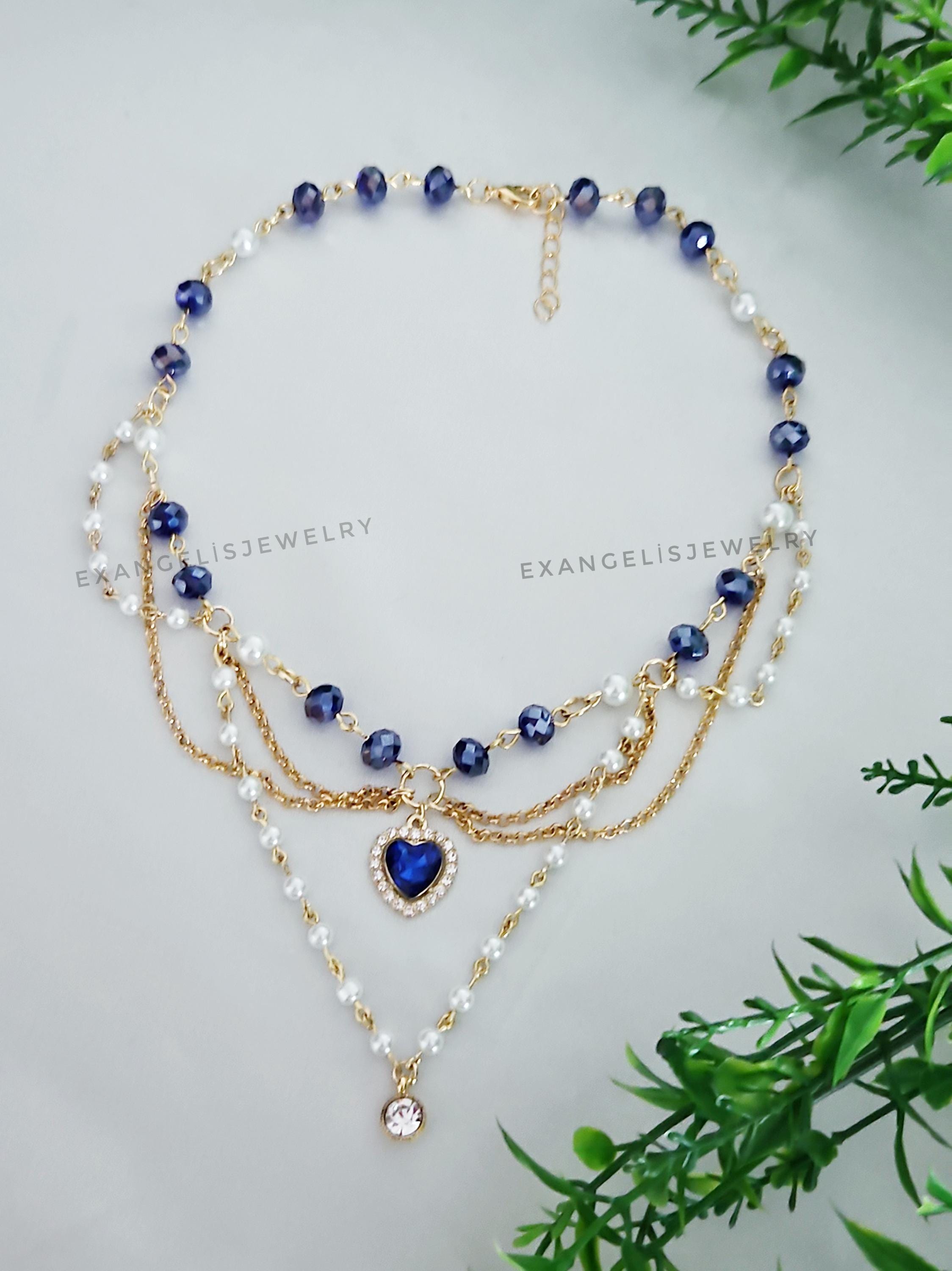 Heart of the Ocean Fairycore Necklace, Grunge Fairycore Necklace ...