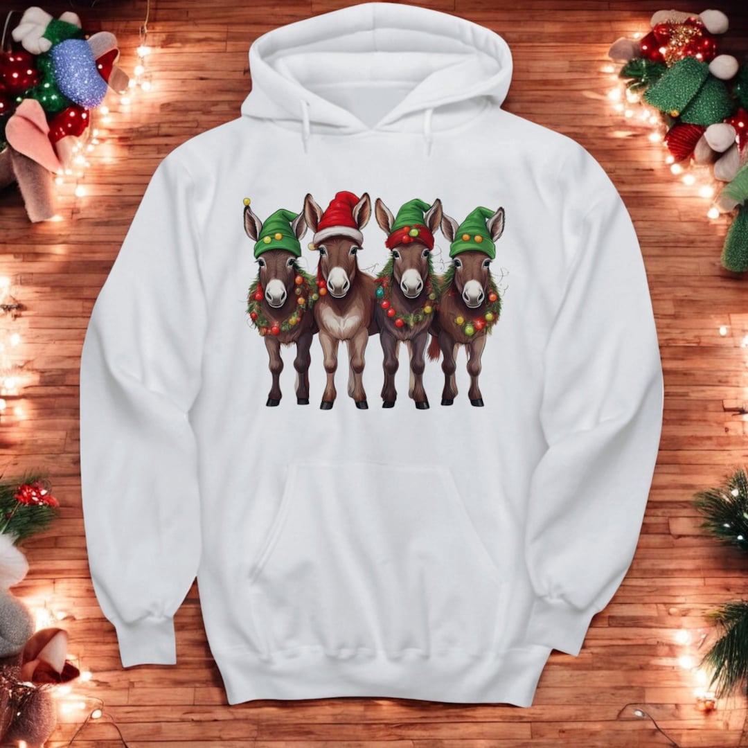 Christmas Donkey Sweatshirt | Farm Donkey Christmas Hoodie | Festive ...