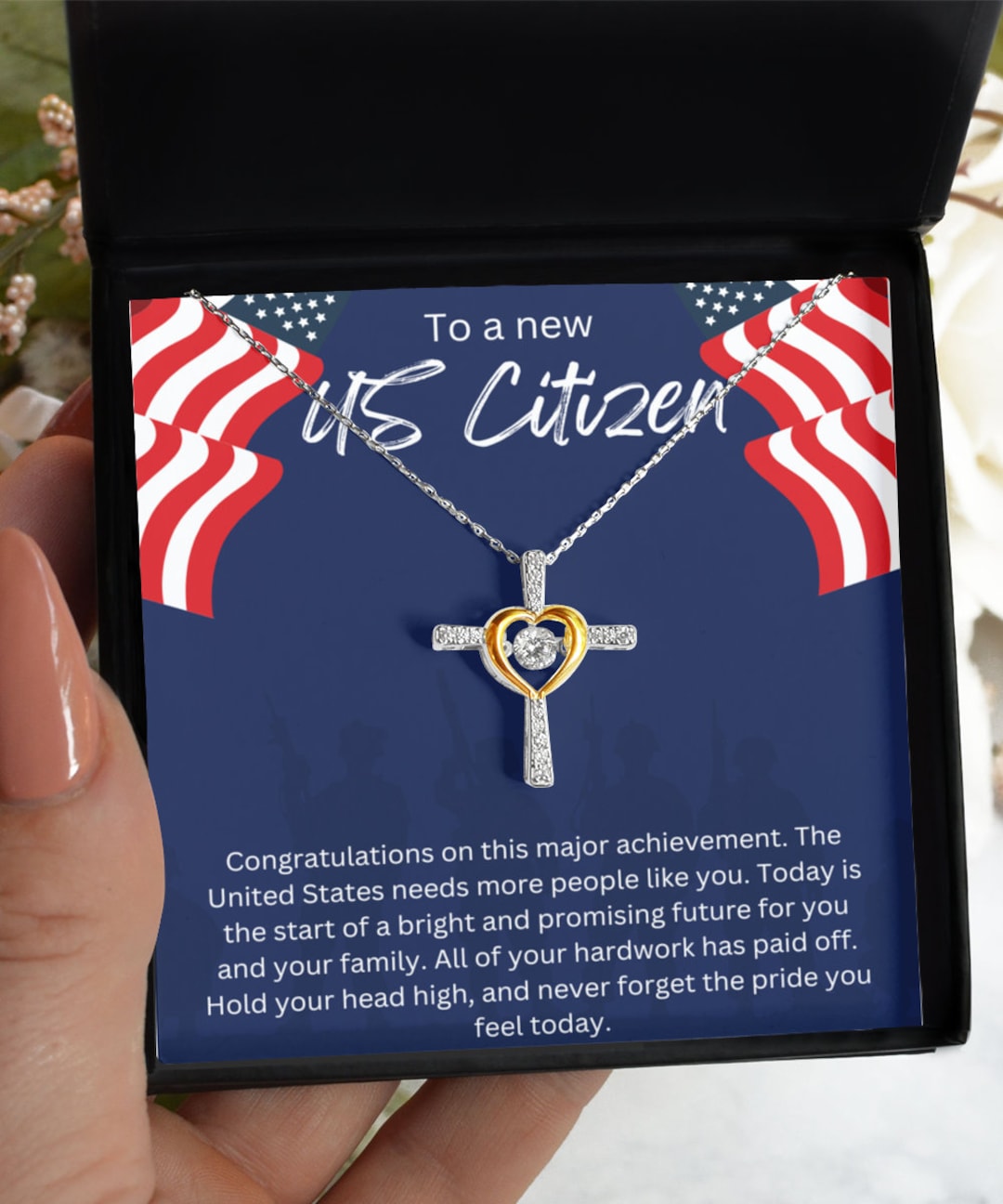 New American Citizen Jewelry Gifts, Heart Necklace for Usa Citizen ...