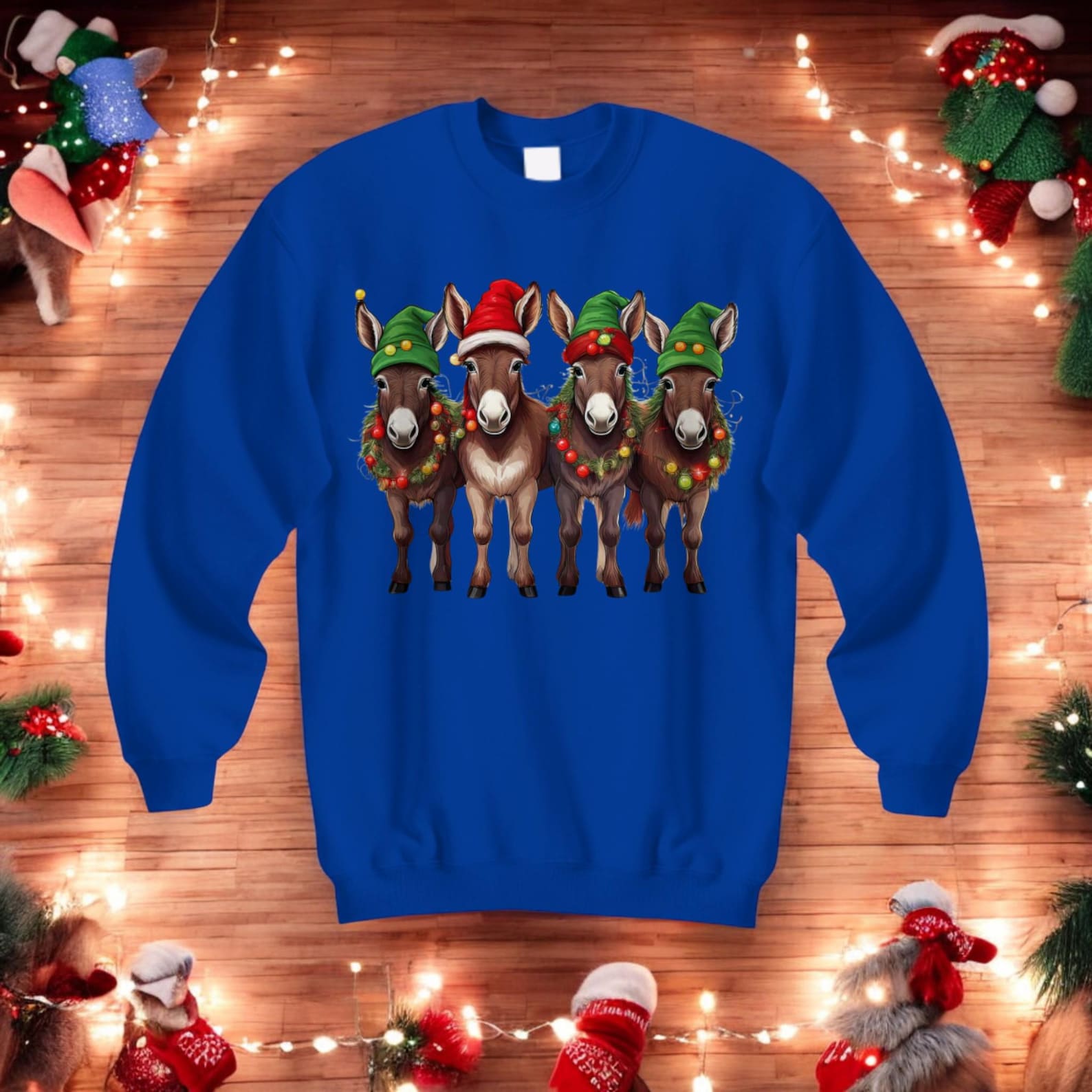 Christmas Donkey Sweatshirt | Farm Donkey Christmas Hoodie | Festive ...