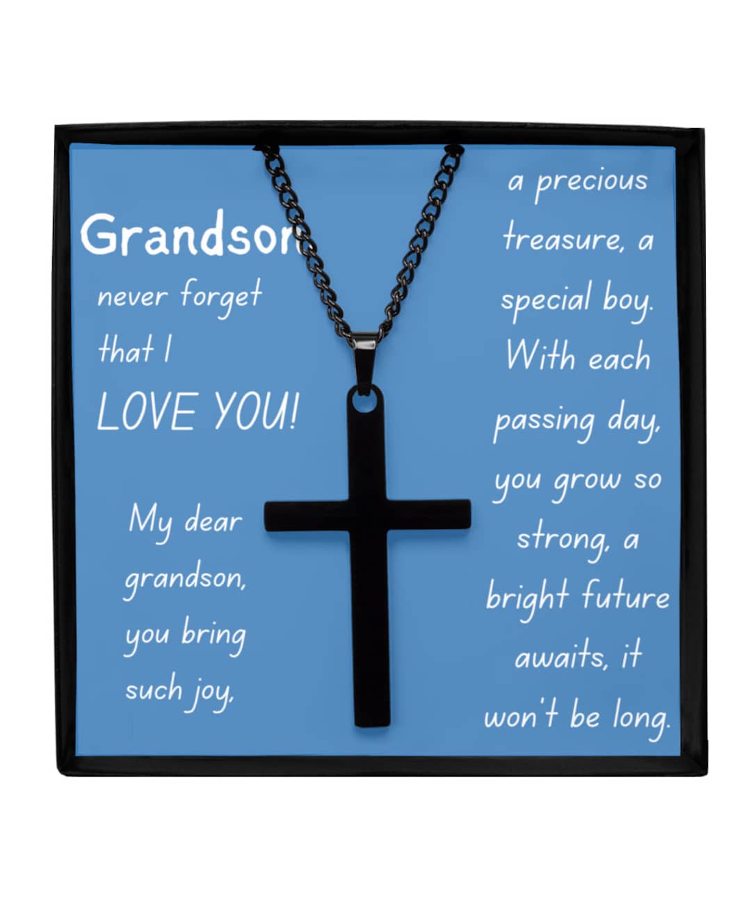 Grandson Graduation Necklace Gift, Men's Jewelry Gift, Grandson Cross ...
