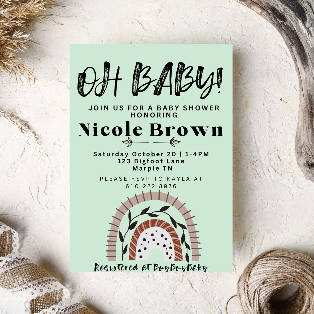 Baby Shower Invitation Template, Editable, Printable Baby Shower ...