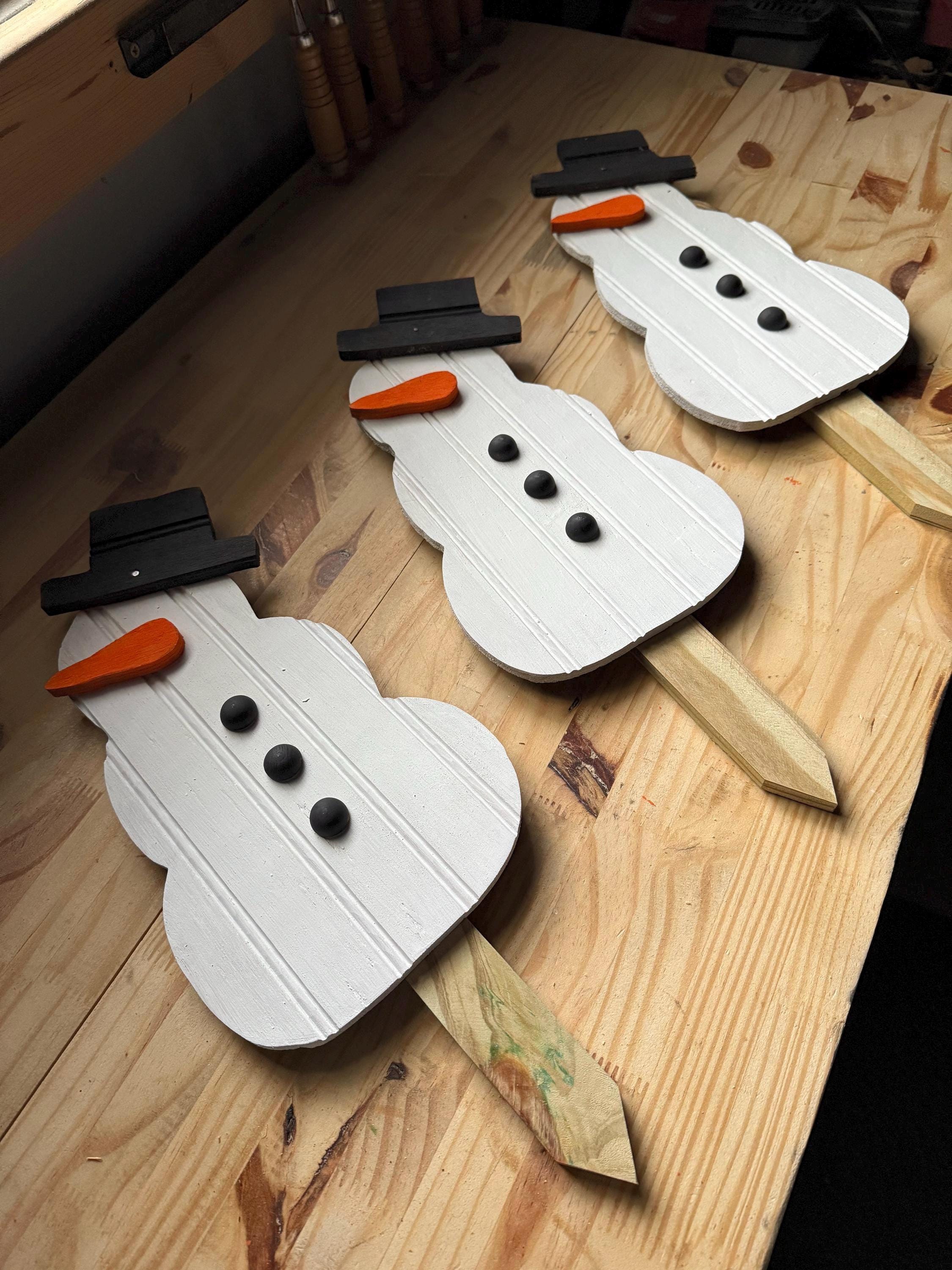 3 Pack Snowmen Yard Stakes - Etsy