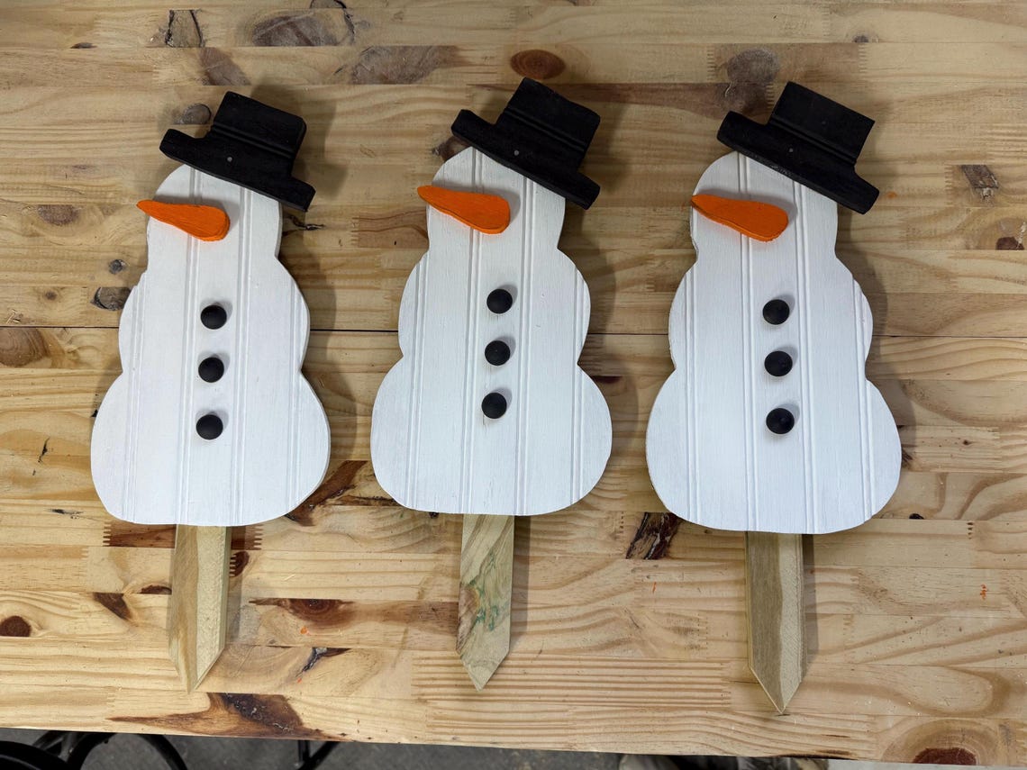 3 Pack Snowmen Yard Stakes - Etsy