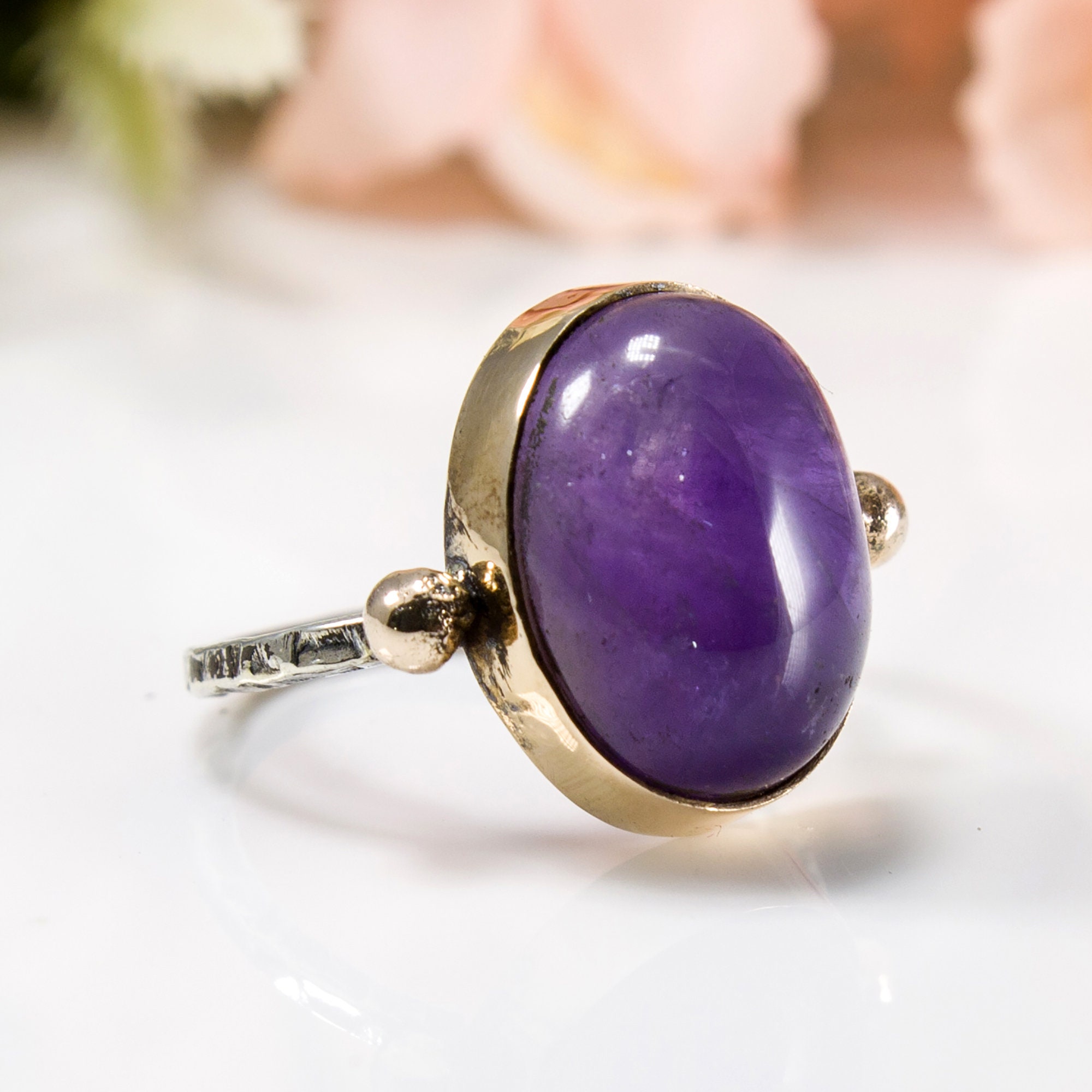 Natural African Amethyst Ring, Anniversary Birthday Gift - Etsy