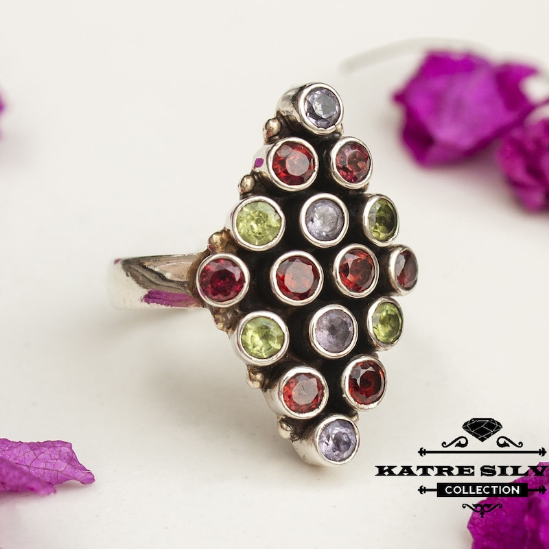 Multi Colored Stone Rings - Etsy