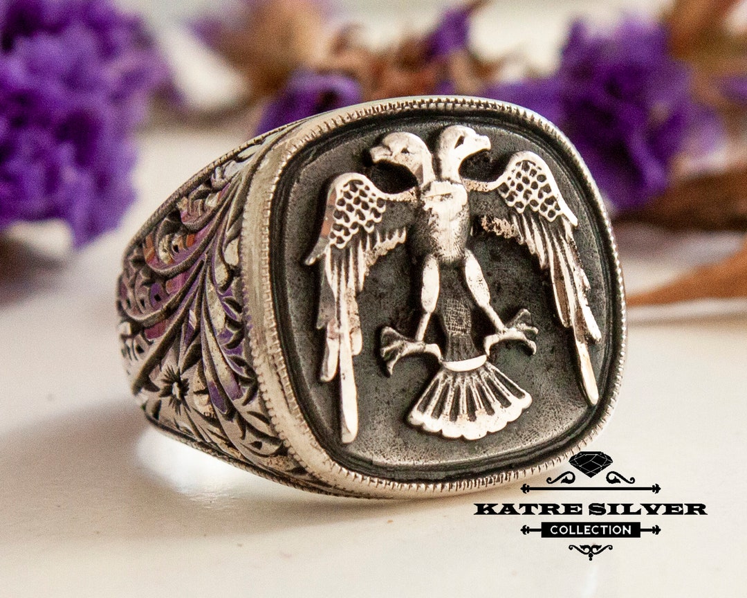 Double-headed Eagle Ring, Ottoman Ring, Eagle Jewelry, Men's Ring ...