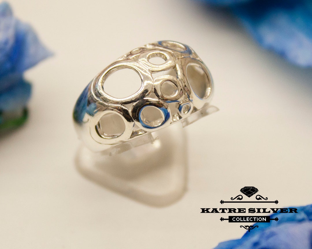 Perforated Turkish Silver Ring, Contemporary Ring, Finger Ring, Gift ...