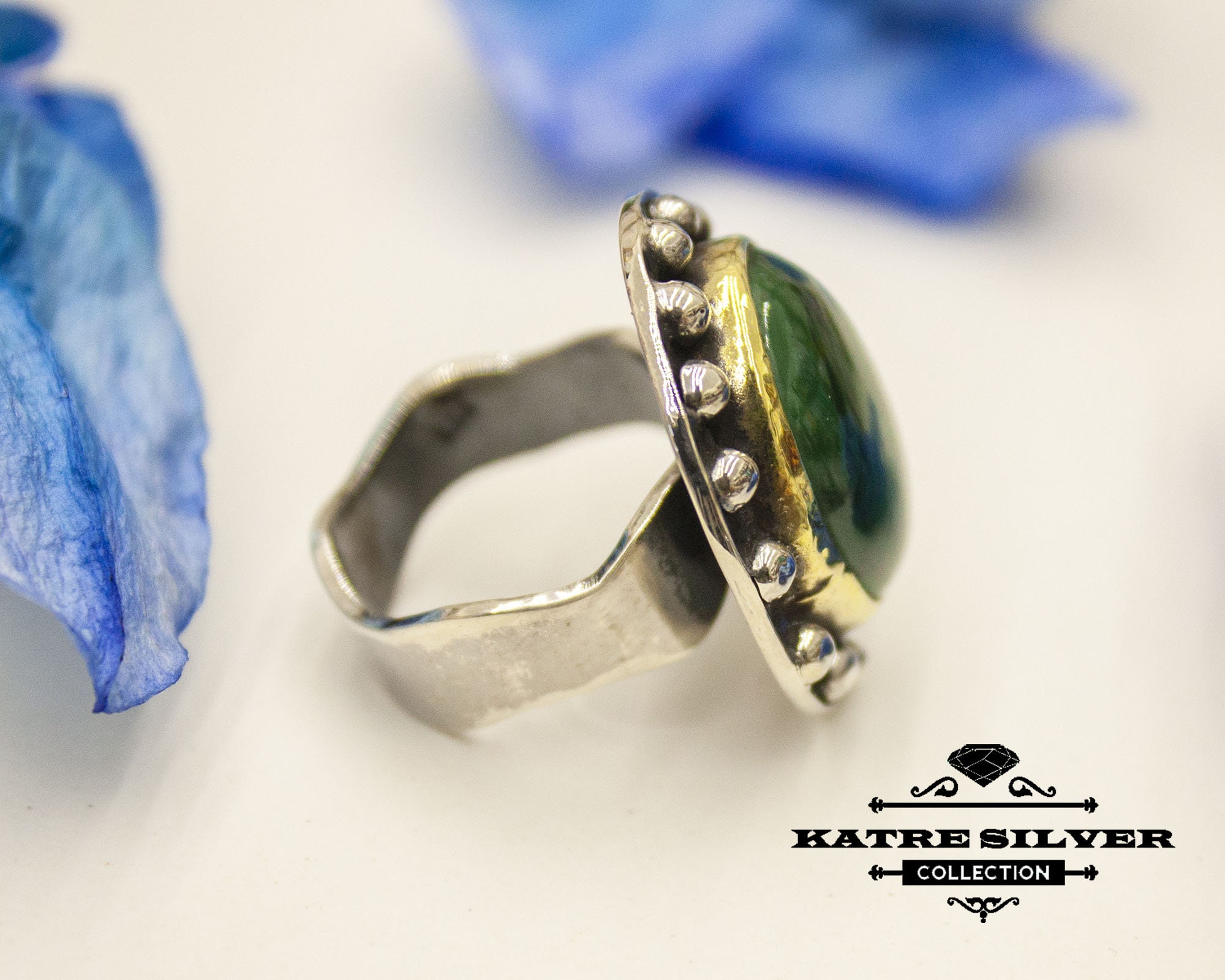 Vintage Malachite Statement Ring: Handmade 925 Sterling Silver - Etsy