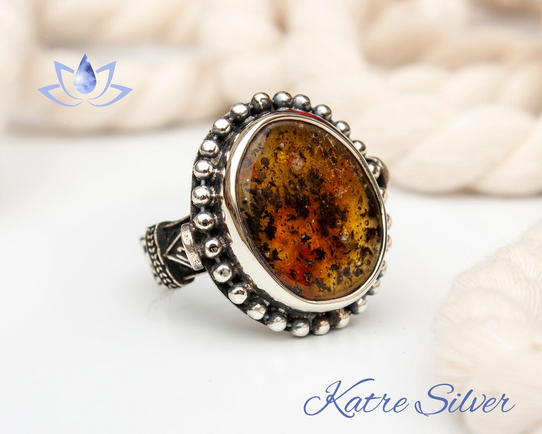 Natural Baltic Amber Ring, Beauty of Nature, Historical Fossil, Perfect ...