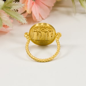 Antique Omonoia First Wedding Ring, Ancient Style Ring, Greek Mythology Ring, Roman Coin ...