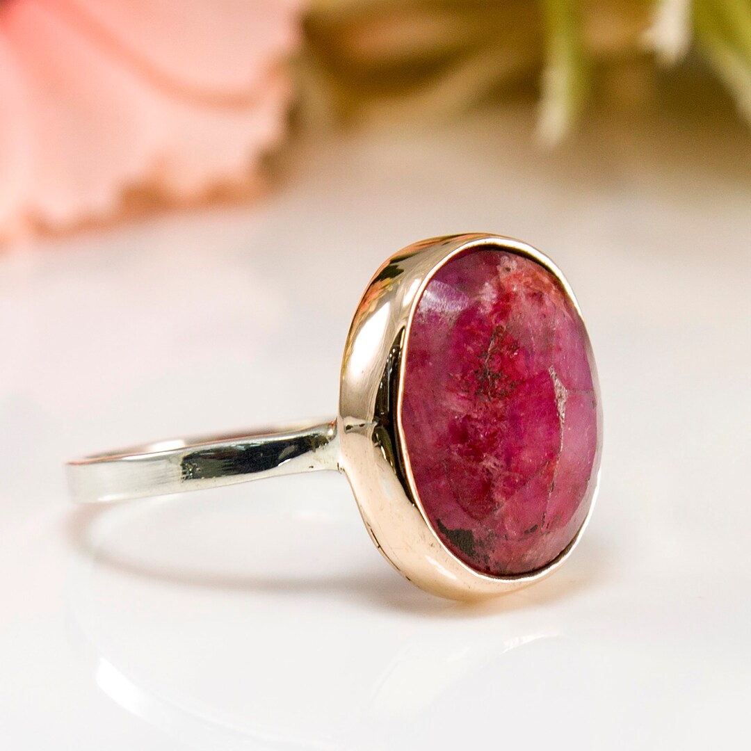 Natural Red Ruby Ring, 925 Sterling Silver, Solitaire Ring - Etsy