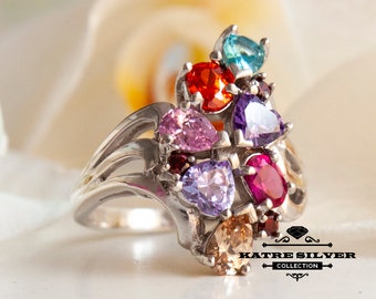 Multi Stone Ring - Etsy