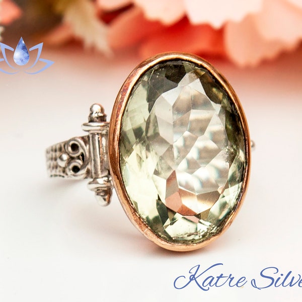 Prasiolite Ring - Etsy
