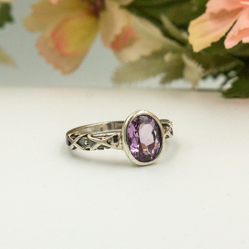 Unique Purple Amethyst Stone Ring, 925 Sterling Silver Dainty Ring - Etsy