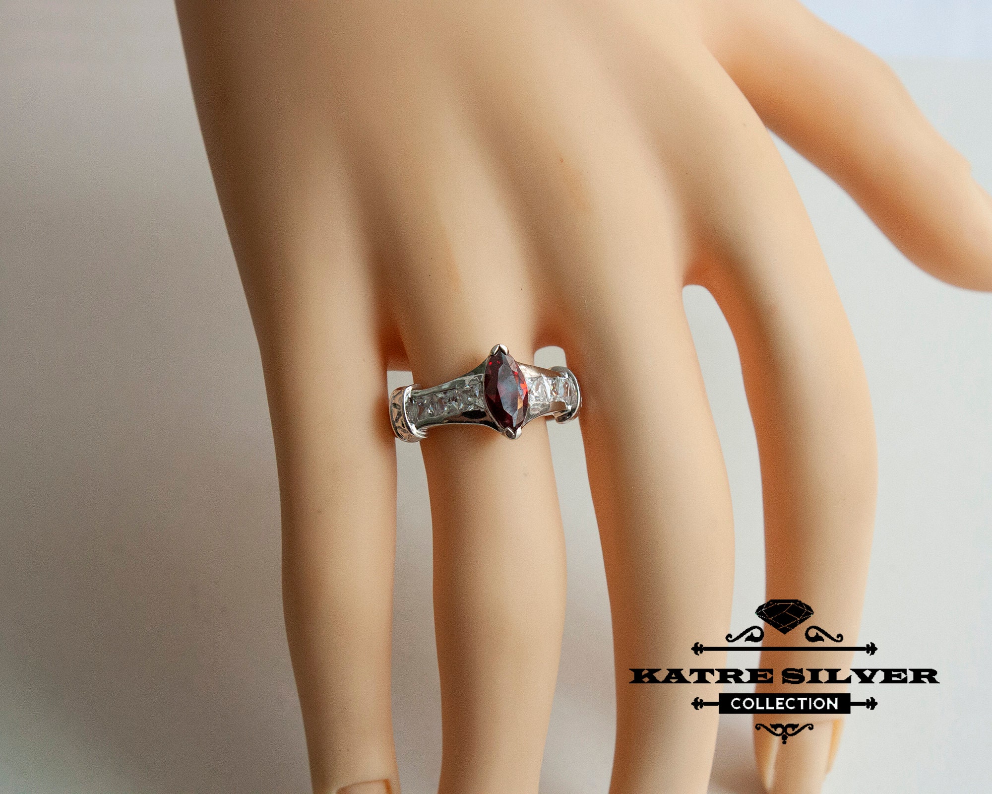 Handmade 925 Sterling Silver Red Marquise Ring: Promise Ring - Etsy