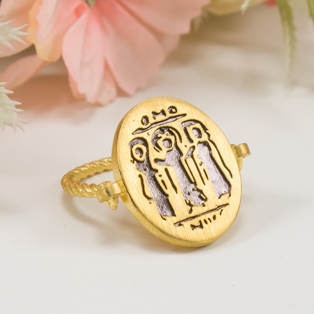 Antique Omonoia First Wedding Ring, Ancient Style Ring, Greek Mythology Ring, Roman Coin ...