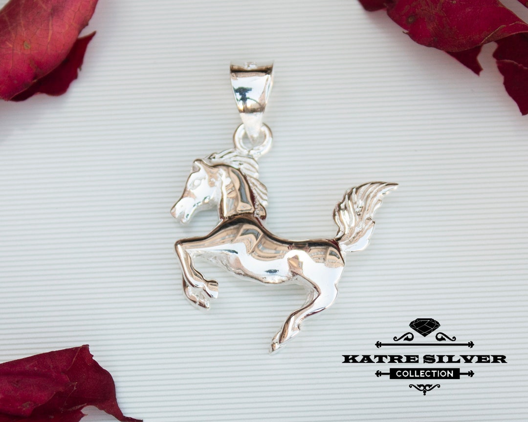 Sterling Silver Prancing Horse Pendant - Horse Lover Gift - Etsy