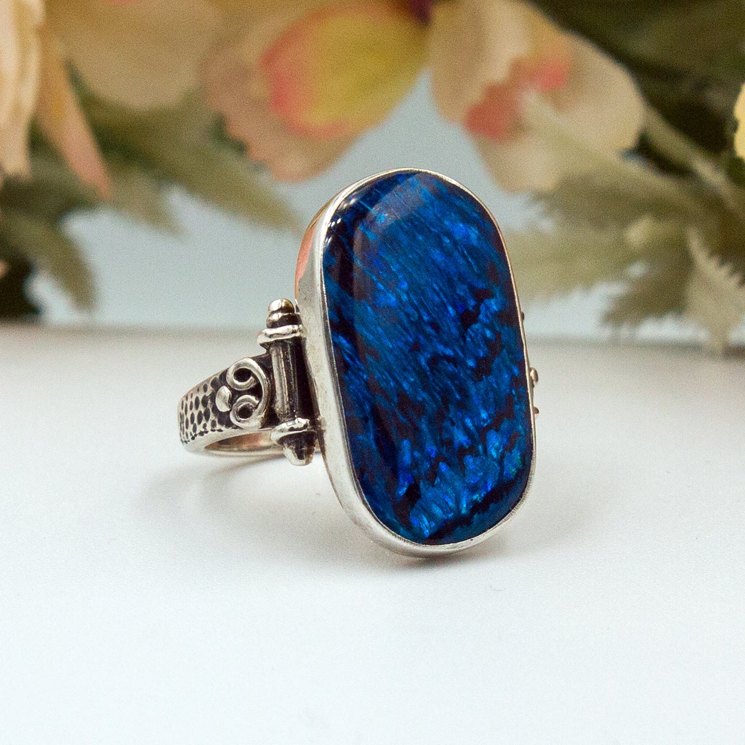 Sterling Silver Ring With Paua Shell Abalone Gemstone - Etsy