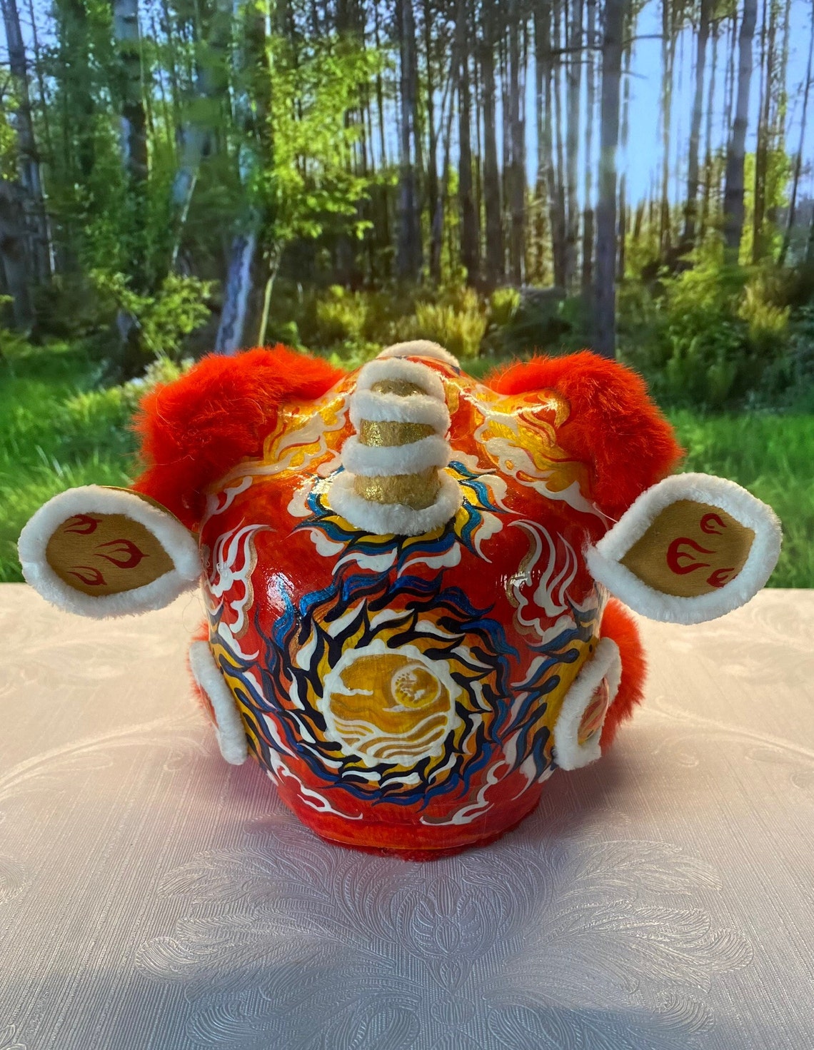 Red-white Lion Dance Head Mini 12cm, Handmade - Etsy