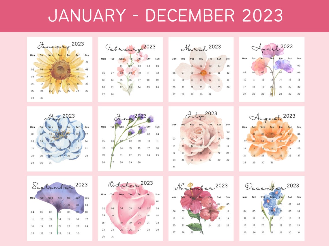 Printable 2022-2023 Mini Calendar - Etsy