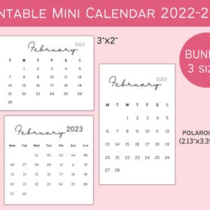 Printable 2022-2023 Mini Calendar Bundle - Etsy