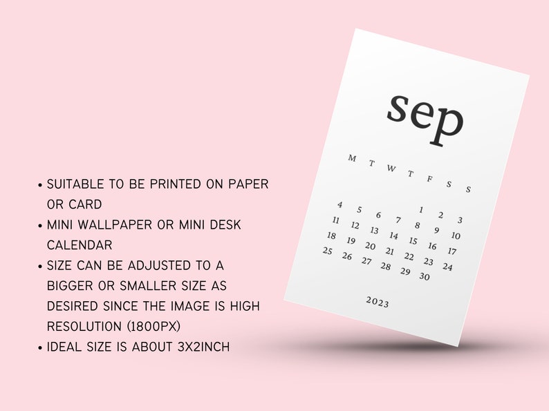 Printable 2023 Mini Calendar - Etsy