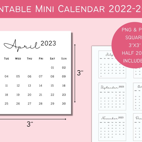 Mini Calendar - Etsy