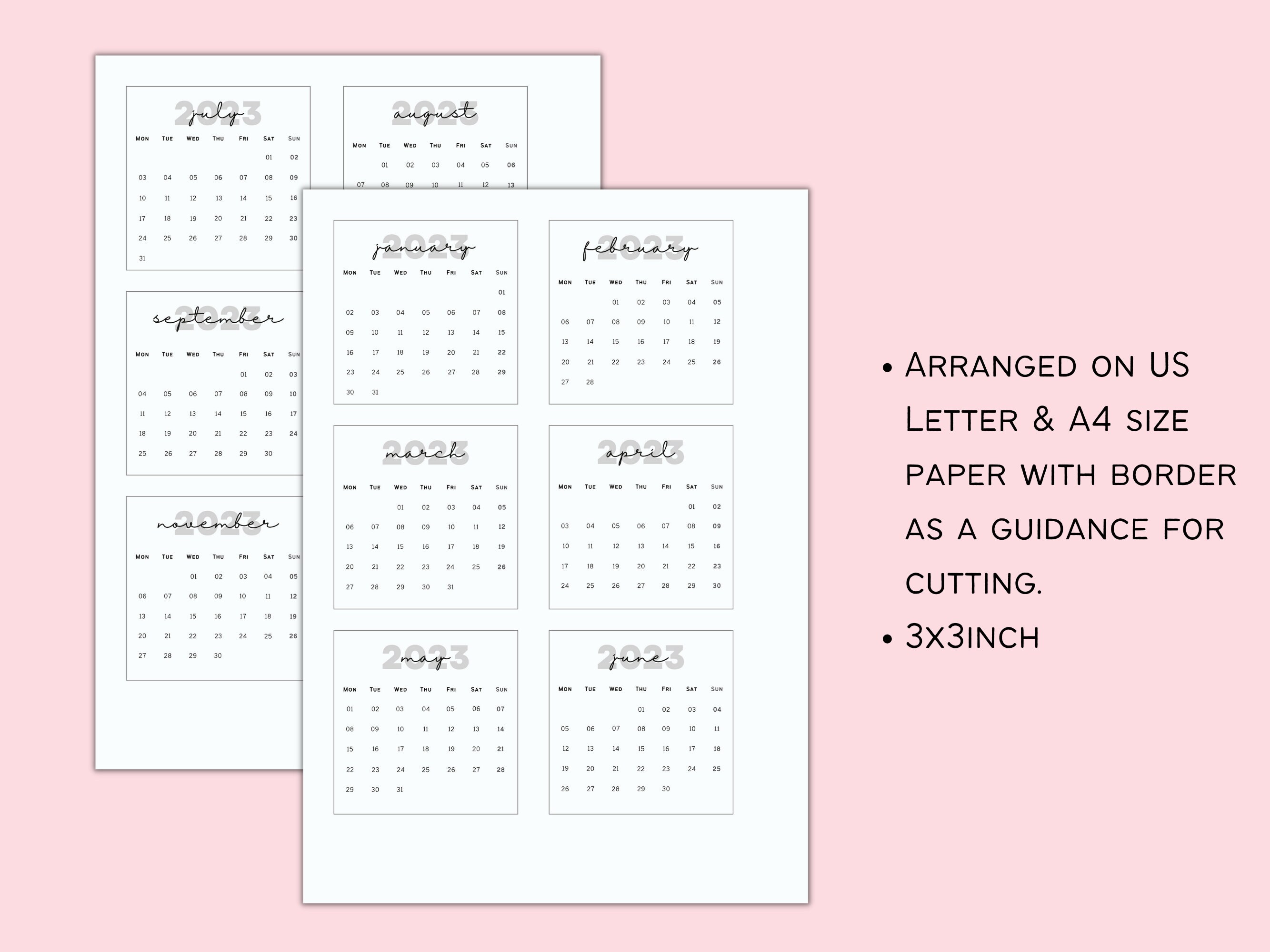 Printable 2022-2023 Mini Calendar - Etsy